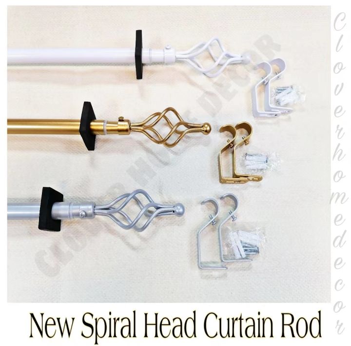 2.1Meter Metal Spiral Head Curtain Rod w/ Free Brackets,Scews & Tox # ...