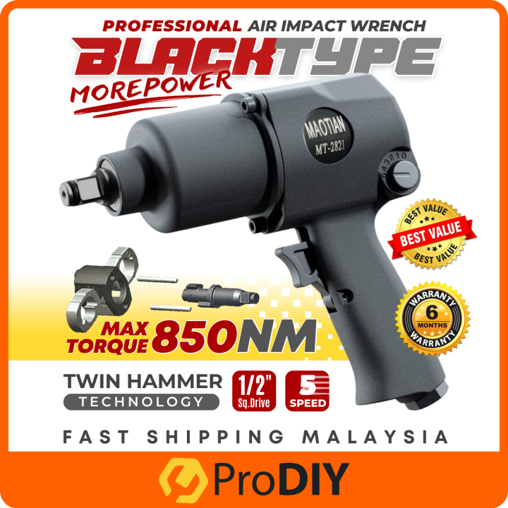 PRODIY 1/2" Air impact Gun Heavy Duty Air Impact Wrench Twin Hammer Air ...