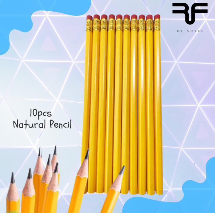 [RF NOTES] 10pcs Pencil HB wood pencil with eraser hexagonal pencil ...