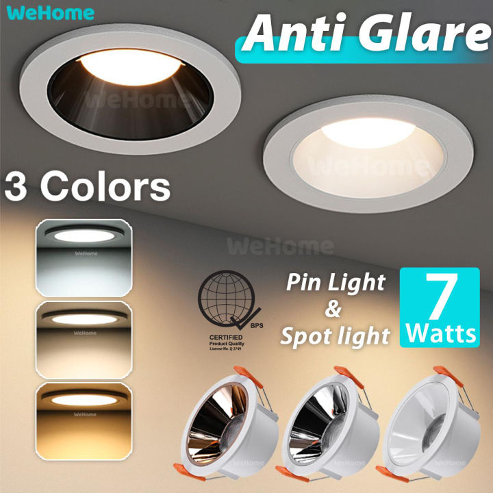WeHome Tri Colors Slim Round Recessed Anti-Glare LED Pin Light ...