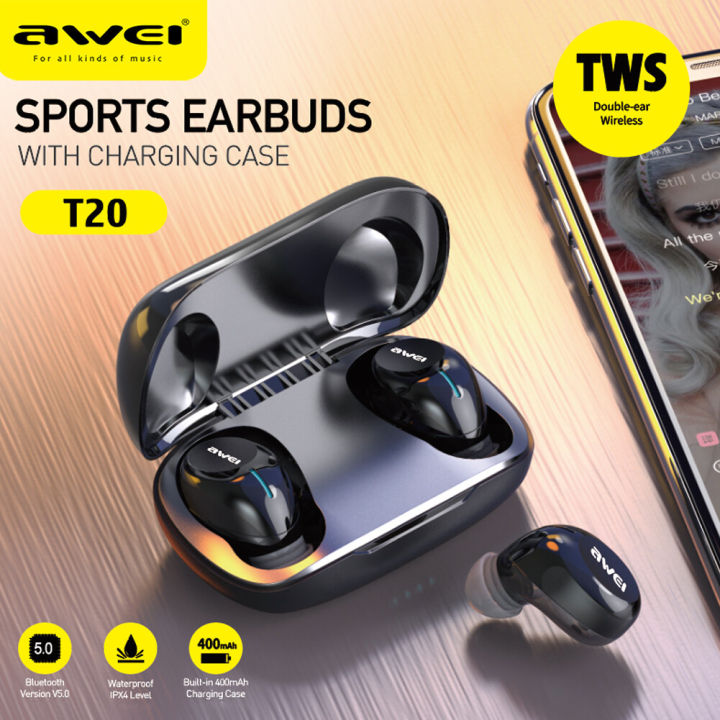 Awei T20 Bluetooth earphone TWS In Ear Mini Earbuds Gaming Bluetooth ...