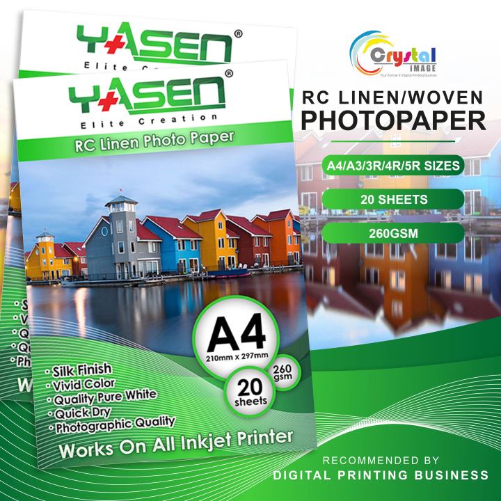 Yasen RC Linen Woven Photo Paper Premium 20 Sheets 260GSM A4 A3 5R 4R ...