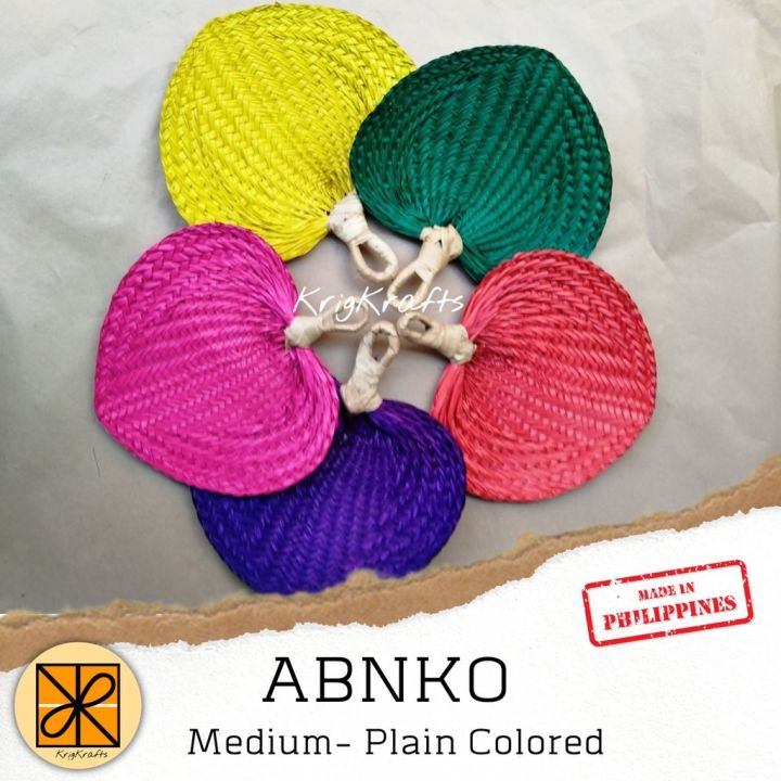 KrigKrafts Colored Medium Native Anahaw Abaniko Fan Colored 11-12 ...