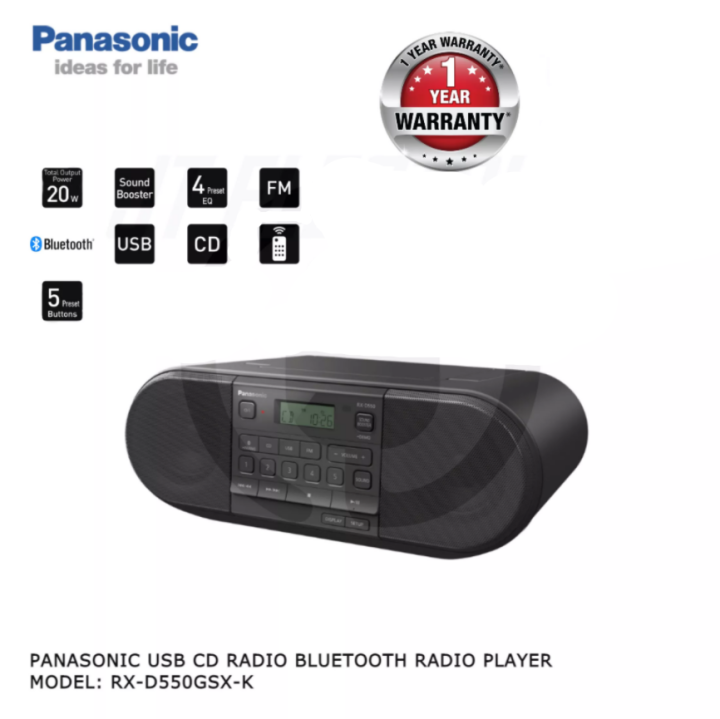 Panasonic RX-D550 USB CD Bluetooth Radio Player RX-D550GSX-K | Lazada