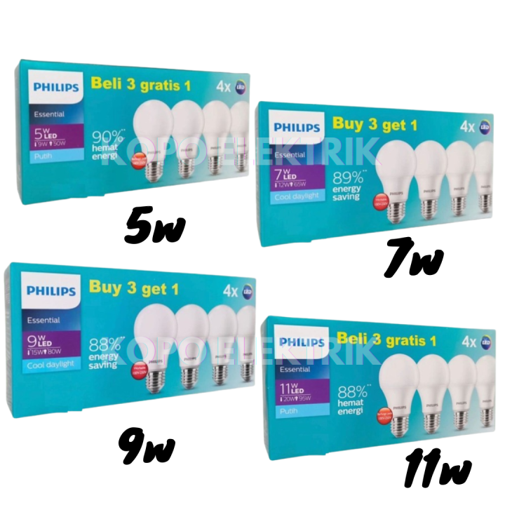 Philips Lampu LED Multipack Essential 5W 7W 9W 11W Putih | Lazada Indonesia