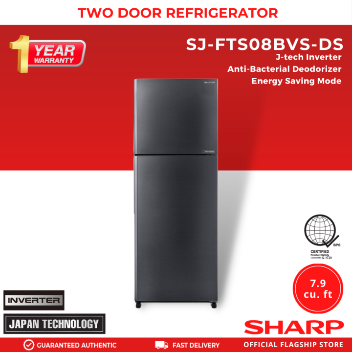 Sharp SJ-FTS08BVS-DS 7.9 cu.ft 2 Door No Frost Inverter Refrigerator ...