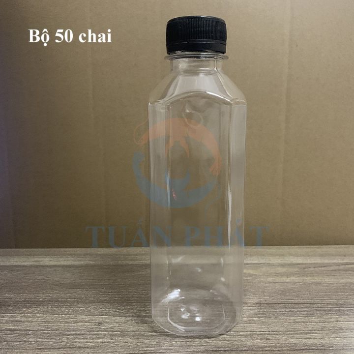 Chai nhựa vuông nắp đen 330ml combo 10 chai | Lazada.vn