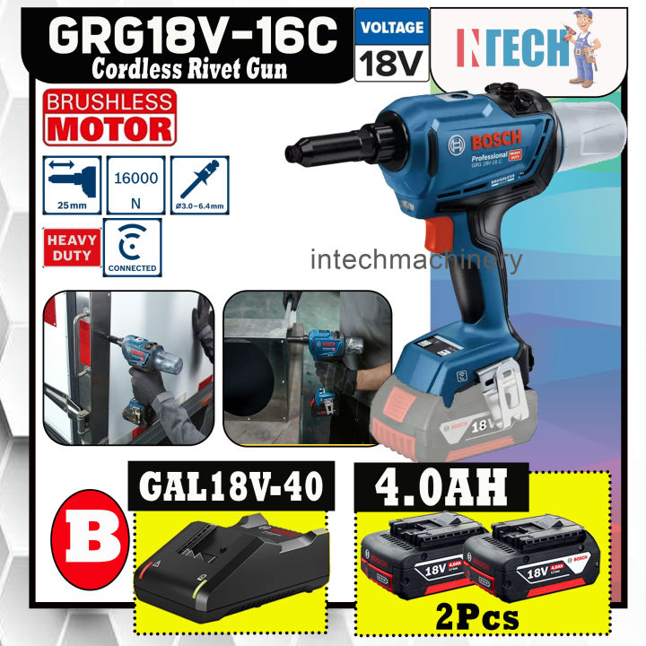 BOSCH GRG18V-16C / GRG18V16C BRUSHLESS MOTOR CORDLESS RIVET GUN 18V C/W ...