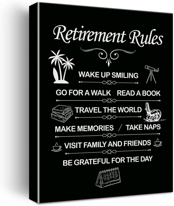 Funny Retirement Rules Sign Canvas Wall Art Metal Sign Home Decor ...