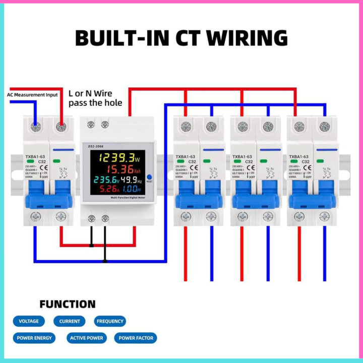 COD Cepat Meteran Listrik Digital Display Din Rail Single Phase 300V ...