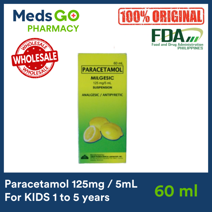Paracetamol for Kids 1 to 5 years 125mg / 5mL - Syrup 60ml (Milgesic ...