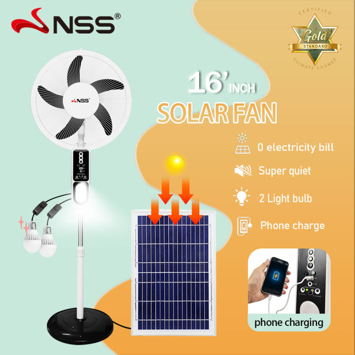 NSS SOLAR FAN Solar Stand fan with Solar Panel Night Light Dual Power ...