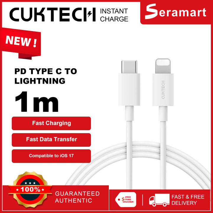 CUKTECH KLC-5497 USB-C to iOS charging cable supports fast charging 1 meter cable | Lazada PH