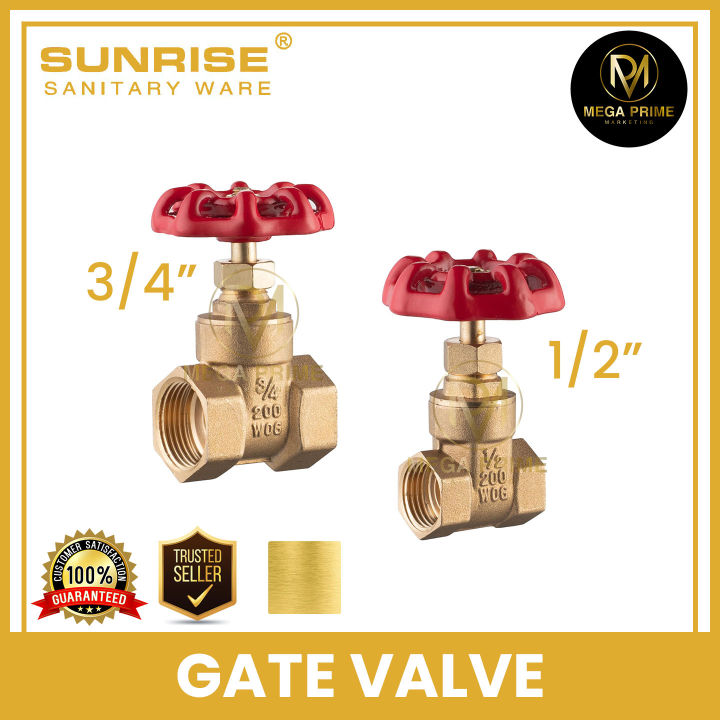 SUNRISE BRASS GATE VALVE 1/2 & 3/4 ORIGINAL MEGA PRIME MARKETING | Lazada PH