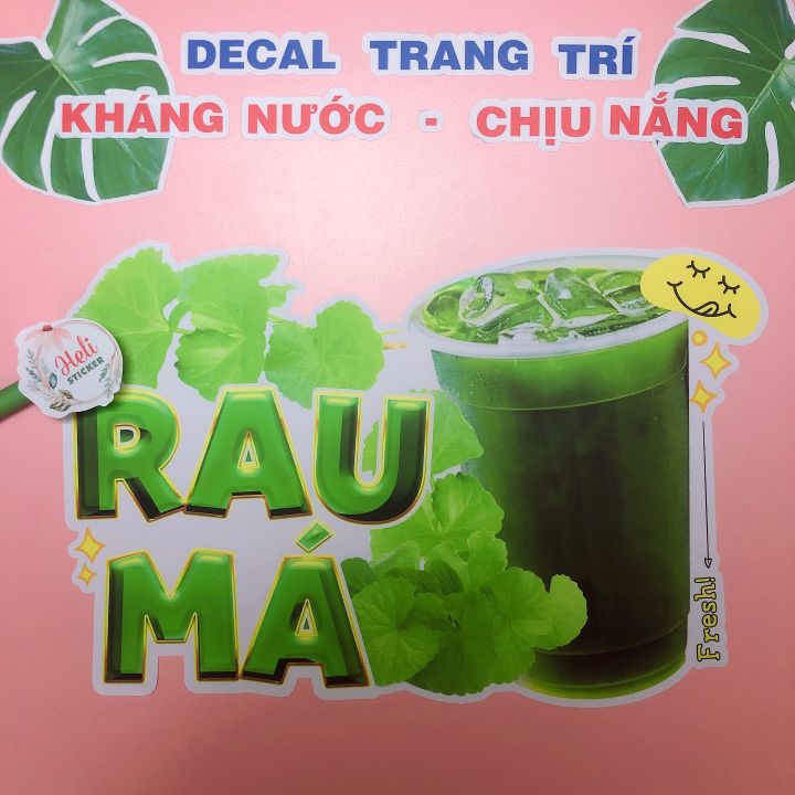 Decal Trang Trí RAU MÁ Loại 1 - Hình Dán trang trí Quán Trà Sữa, Cà Phê ...