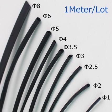 1 meter X Heat shrink Tube 1mm 2mm 3mm 4mm 5mm 6mm 7mm 9mm Heat shrinkable Tube wound wire cable ...