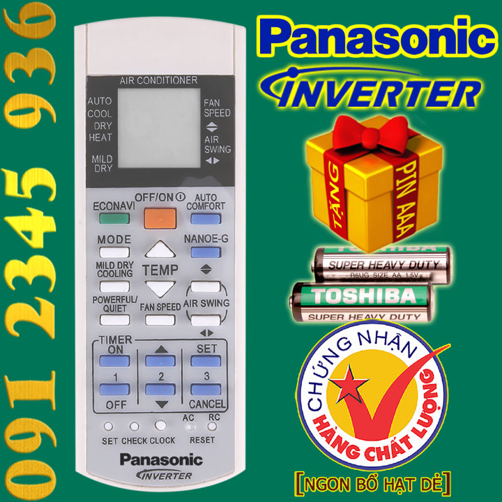 Điều khiển Panasonic [HÀNG ĐẸP] cho điều hòa [nano] + [inverter] + 1 ...