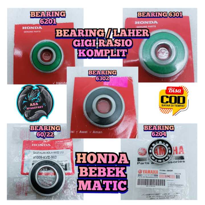 BEARING GIGI RASIO KOMPLIT 100% KUALITAS ASLI ORIGINAL UNTUK TIPE MOTOR ...