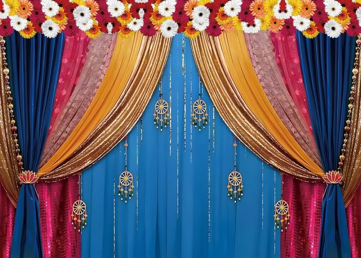 7x5ft Indian Traditional Photography Backdrop Macrame Marigold Garland ...