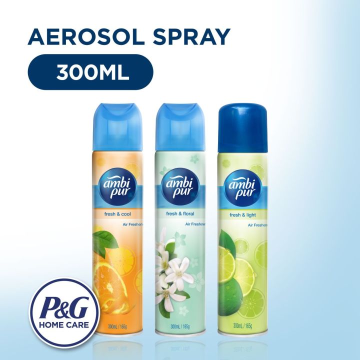 Ambi Pur Air Freshener Fresh & Cool Fresh & Floral Fresh & Light 300ml Aerosol Spray (Long ...