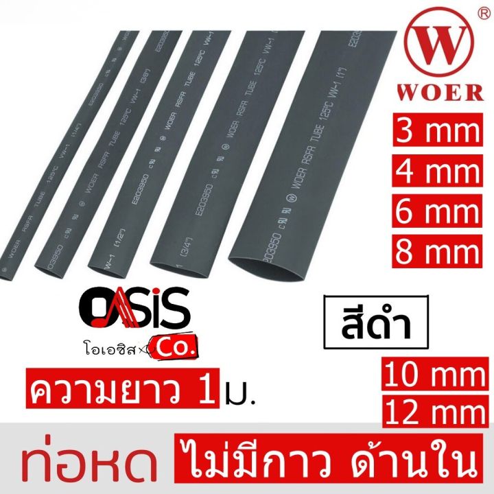 (มีตัวเลือก/1เมตร) ท่อหด WOER RSFR-H สายหด ขนาด 3mm 4mm 6mm 8mm 10mm ...