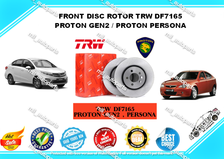 FRONT DISC ROTOR TRW DF7165 PROTON GEN2 / PROTON PERSONA - RM158 ONE ...