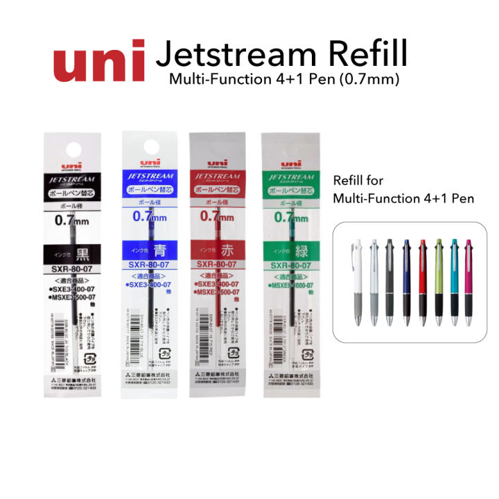 Uni Jetstream Multi-Function 4+1 Pen (0.7mm) Refill 4colors Black/Blue ...