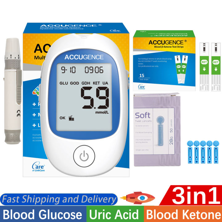 3 in 1 Multifunctional Blood Analyzer Test Paper Kit Diabetes Gout Test ...