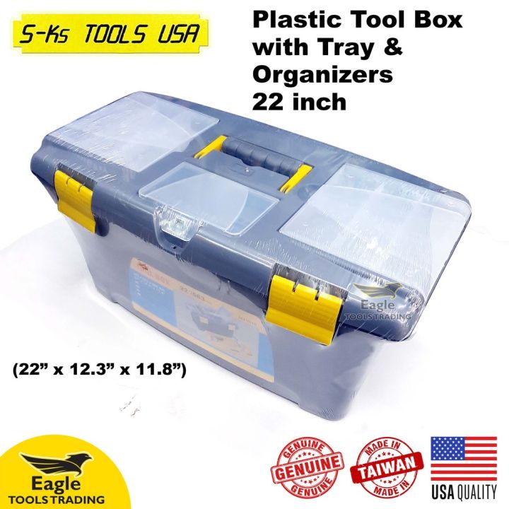 22 inch Plastic Tool Box with Tray and Organizer | S-ks Tools USA MJ ...