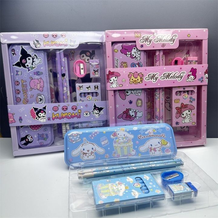 Sanrio Stationery Gift Set Kuromi Cinnamaroll Melody Pencil Sharperner ...