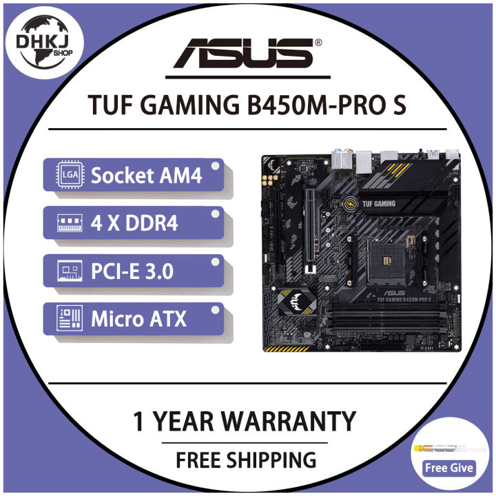 TUF GAMING B450M-PRO S Motherboard DDR4 SSD M.2 AMD Ryzen Desktop B450 ...