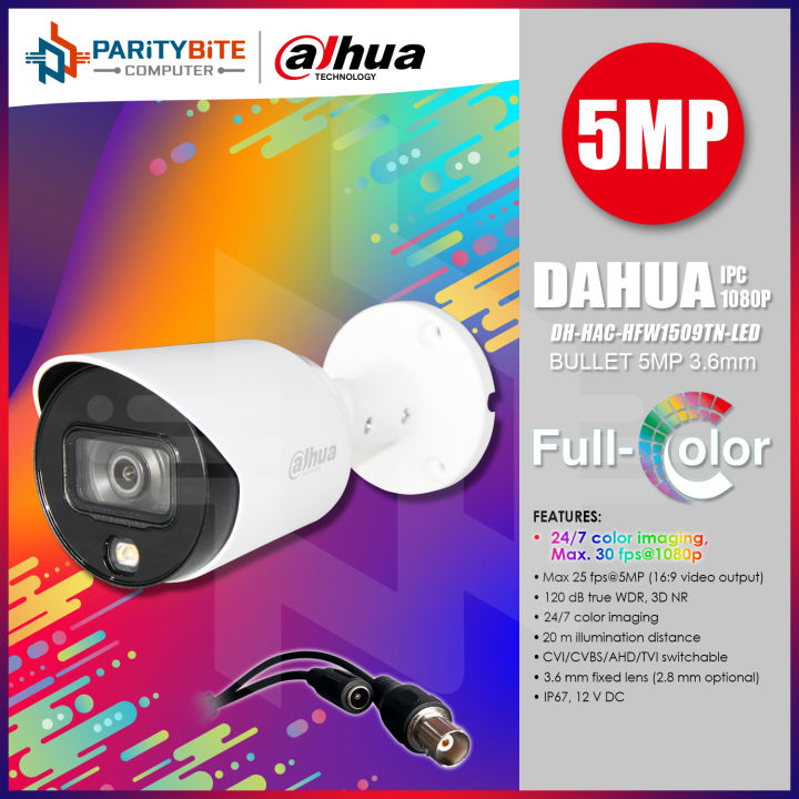 DAHUA DH-HAC-HFW1509TN-LED 5MP 24/7 Full Color 3.6mm | Lazada PH
