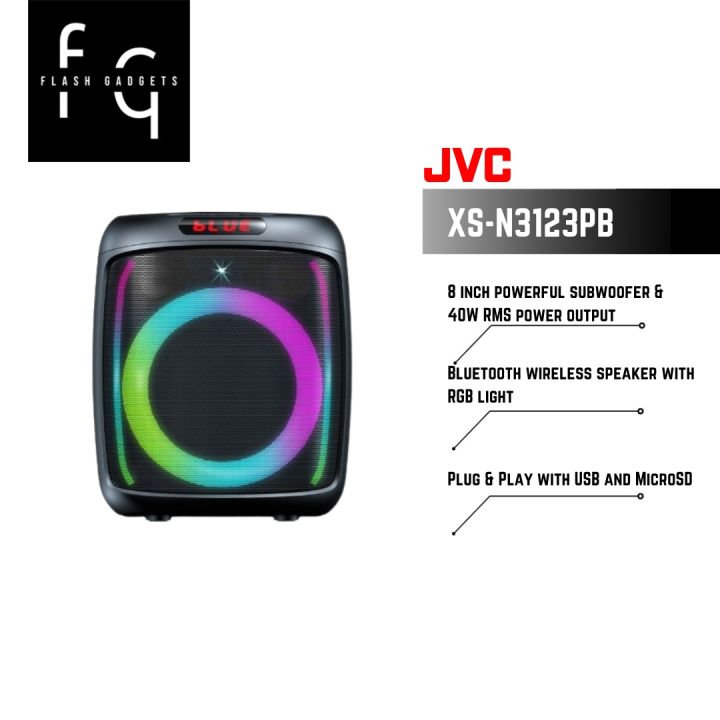JVC XS-N3123PB Bluetooth Wireless Party Speaker with RGB light I 1 Year ...