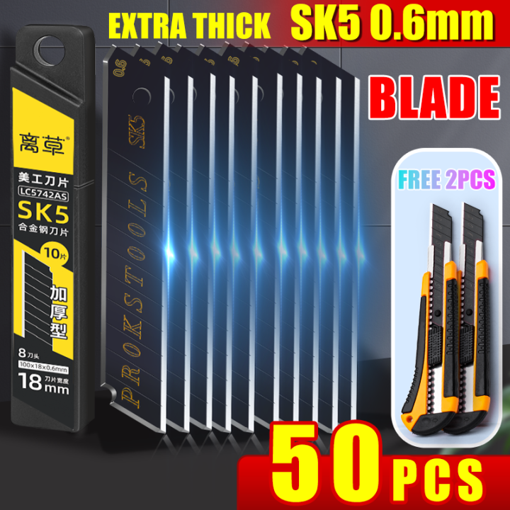 10Pcs/Set 18mm Black Carbon Steel Knife Heavy Duty Sk5 Cutter Blade Refill | Lazada PH