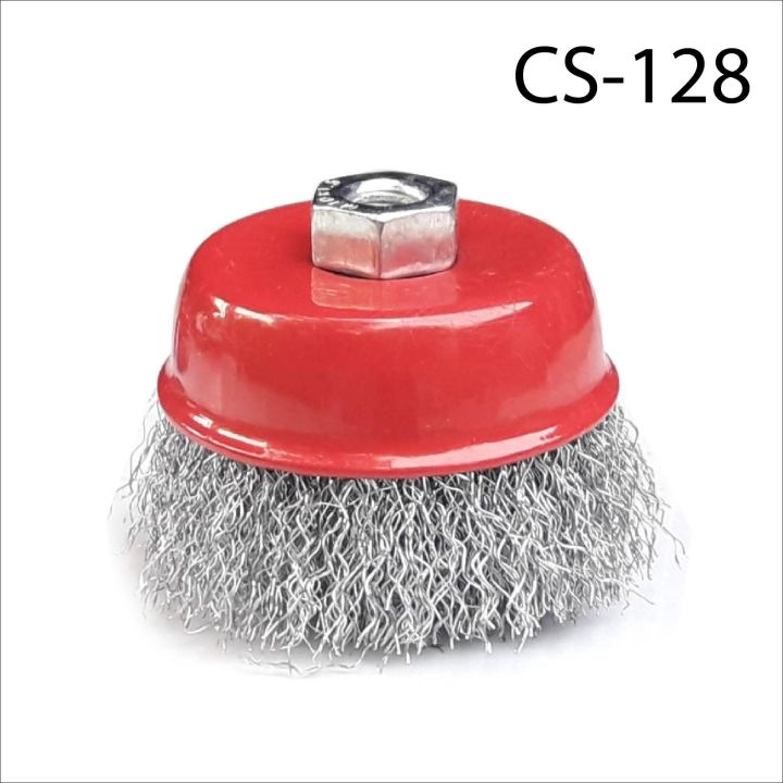 CALSO แปรงลวดถ้วยขนาด 3 นิ้ว เกลียว M10 สำหรับ เครื่องเจียร์ 4 นิ้ว ทำความสะอาดพื้นโลหะ หรือไม้ ...