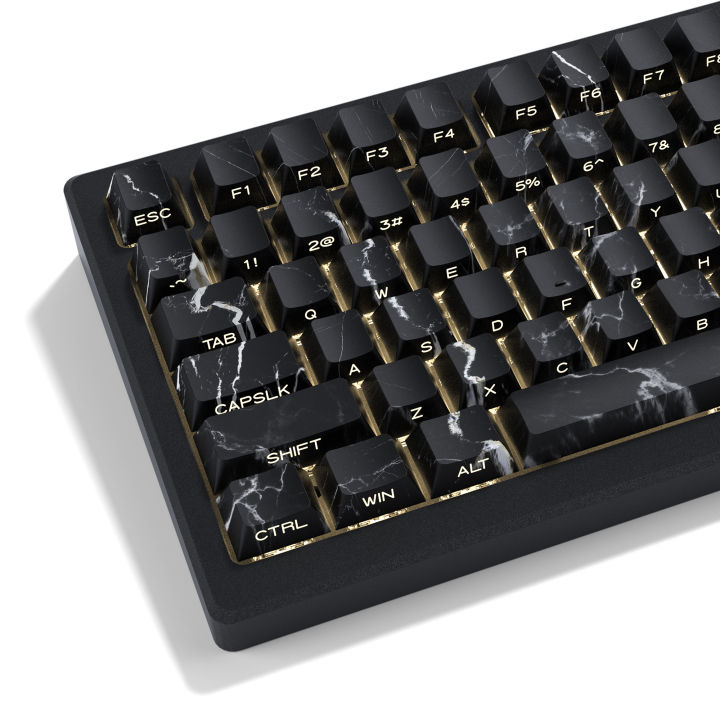 WOMIER 136 Keys Side Print Backlit Black Marble 5 Side Dye-Sub PBT ...