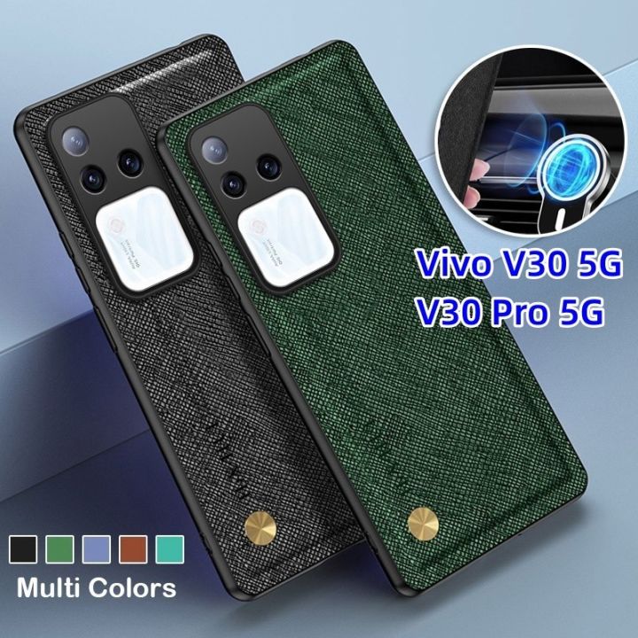 Vivo V30 Pro 5G 2024เคสหนังลายกากบาทแม่เหล็กสำหรับ VivoV30 V30pro เคสด้านหลังเคสโทรศัพท์ฮาร์ด ...