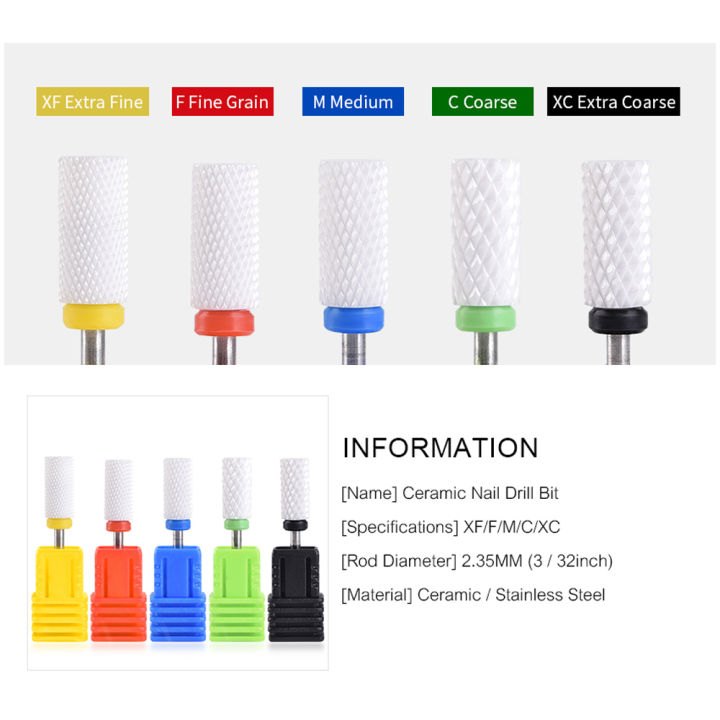 Ceramic Nail Drill Bits for Acrylic Gel Remove Rubber Silicone Milling ...