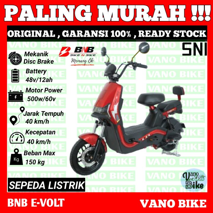 Sepeda Listrik merk BNB E-VOLT 500 watt disc brake dan Sepeda Listrik merk BNB E-FIESTA 500 watt ...