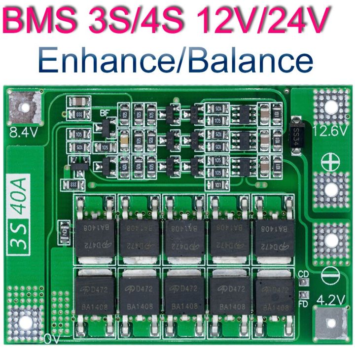 3S / 4S BMS Balance 20/30/40 / 60A 12V / 24V Li-ion ลิเธียมแบตเตอรี่ ...