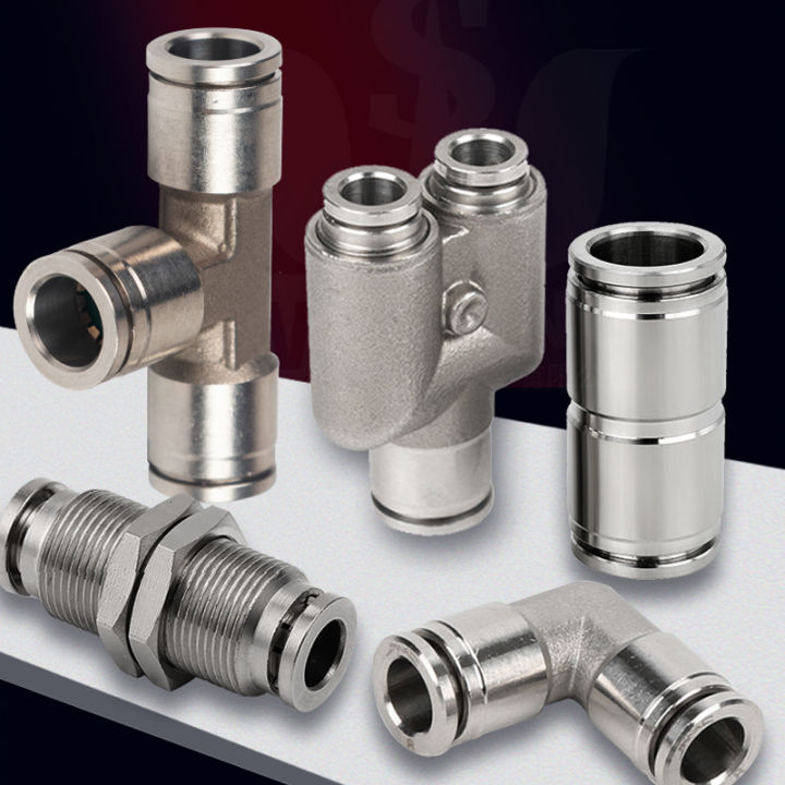 304 Stainless Steel Pneumatic Quick Connector Pneumatic Air Pipe Cross ...