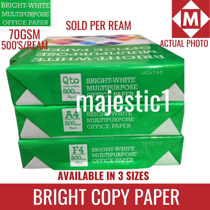 Bright (BMO) Copy Paper 70GSM (Short, A4, Long) SOLD PER REAM | Lazada PH
