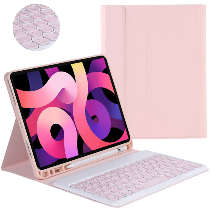 2024 iPad Air 11 Case with Keyboard,Pencil Holder Smart Cover Round ...