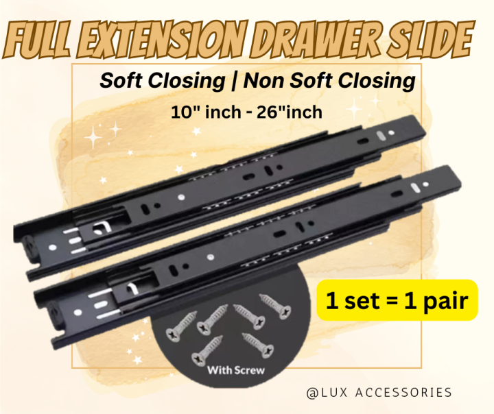 Full Extension Drawer Slide | Soft Closing | Non Soft Closing | Heavy ...