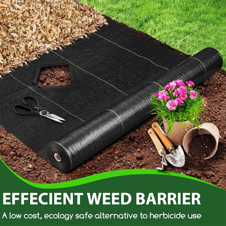 Heavy Duty Weed Barrier Landscape Fabric Black Woven Sheet UV Tear ...