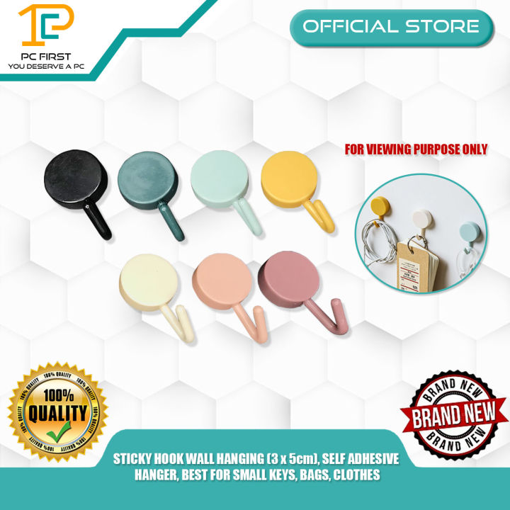 STICKY HOOK WALL HANGING (3 x 5cm), SELF ADHESIVE HANGER, BEST FOR ...