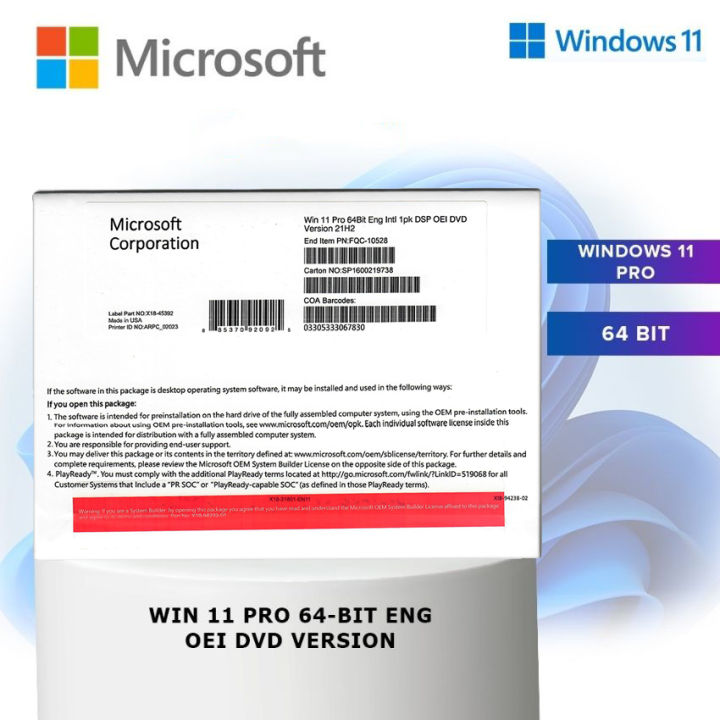 Microsoft Windows 11 Pro 64 Bit DVD genuine lifetime availability | Lazada