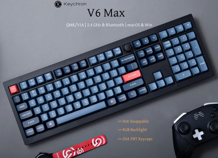 Keychron V6 Max Wireless Custom Mechanical Keyboard, 2.4 GHz Bluetooth ...