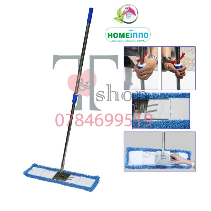 Cây Lau Nhà Công Nghiệp Gọng Inox Microfiber San Hô 60cm Homeinno Cán ...