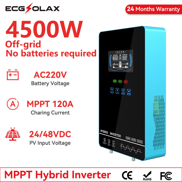 ECGSOLAX Store 6.5KW On/Off-Grid Solar Hybrid Inverter 48VDC Pure Sine No battery start Wave ...